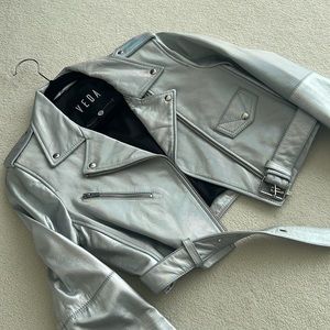 Veda | Jackets & Coats | Veda Vegan Leather Metallic Iridescent Jacket ...